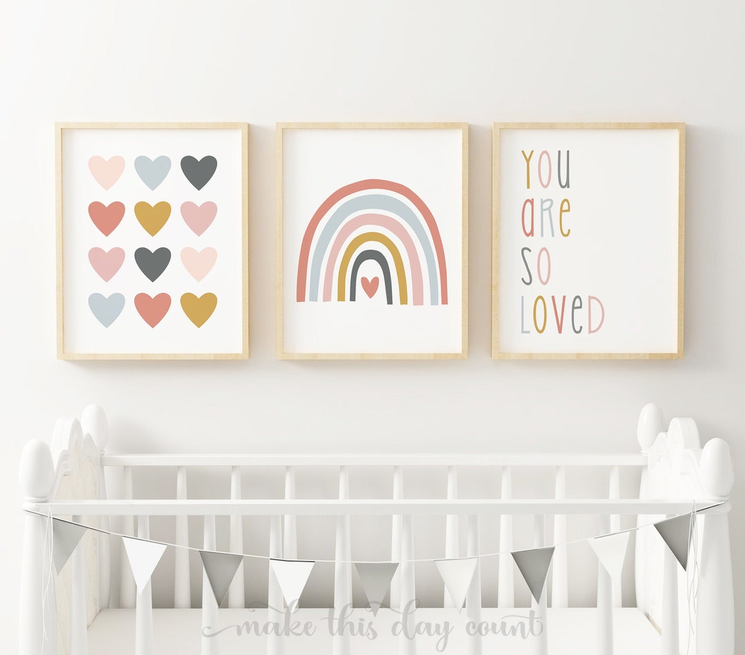 Rainbow Nursery Wall Art Rainbow Prints Set of 3 You Are so - Etsy
