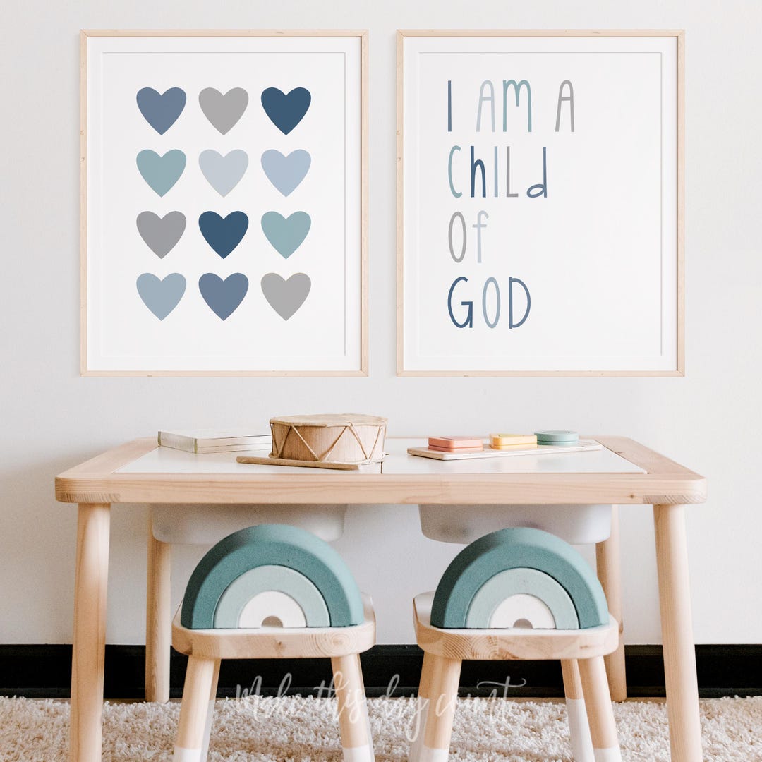Christian Nursery Prints, I Am a Child of God Printable, Shades of Blue ...