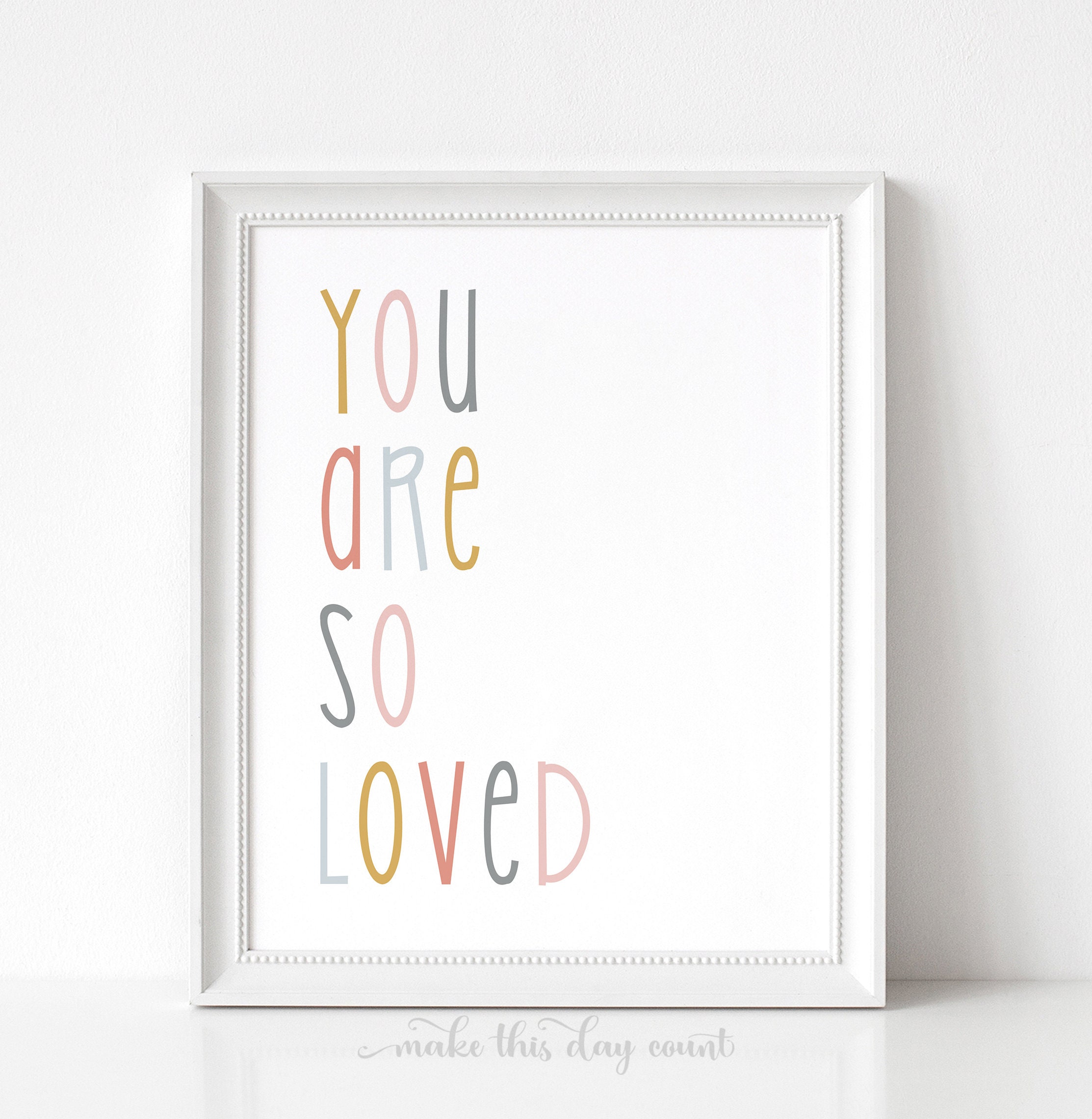Rainbow Wall Art Prints, You Are so Loved Quote, Boho Girls Room Decor ...