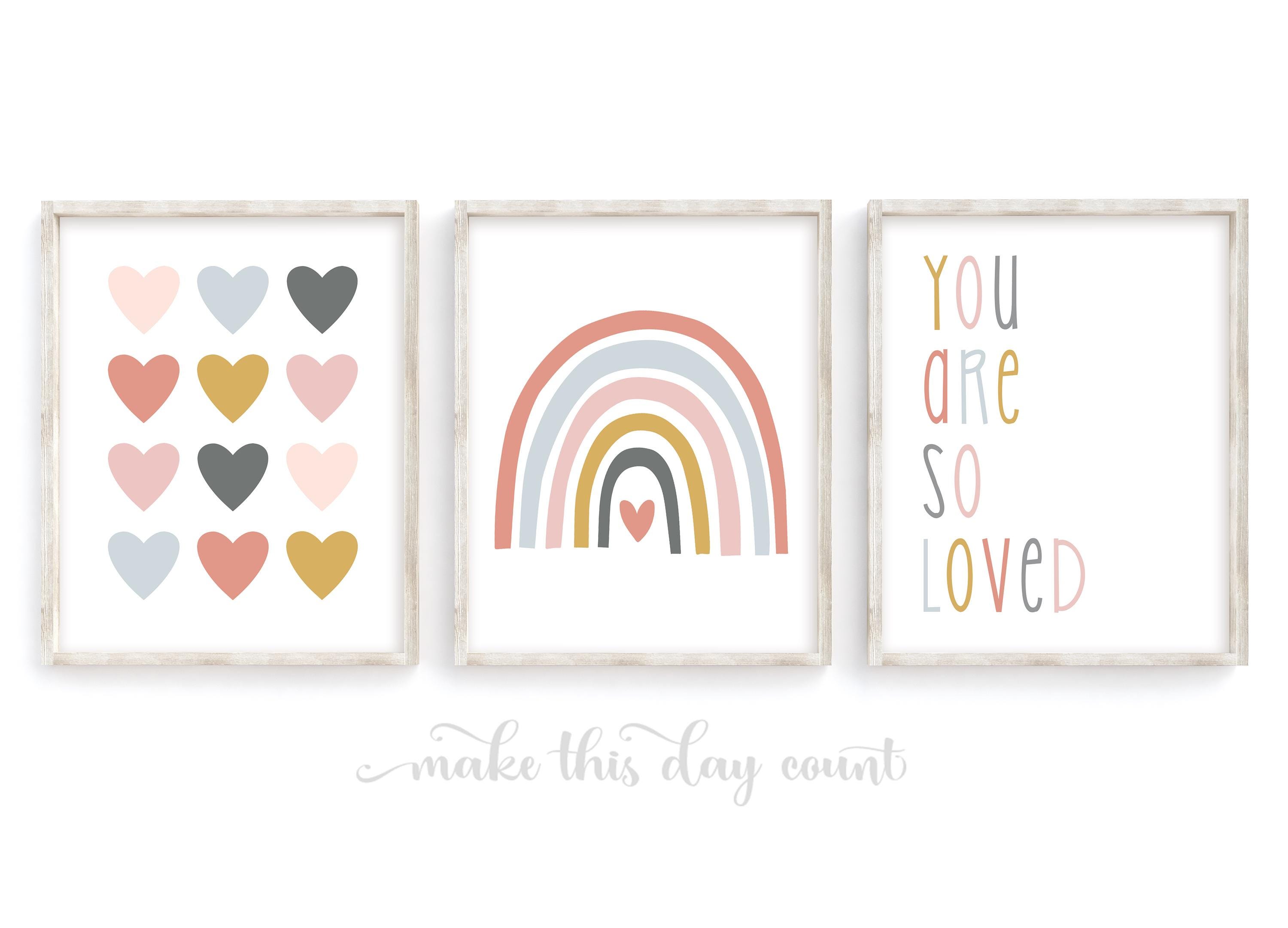 Rainbow Nursery Wall Art, Rainbow Prints Set of 3, You Are so Loved ...