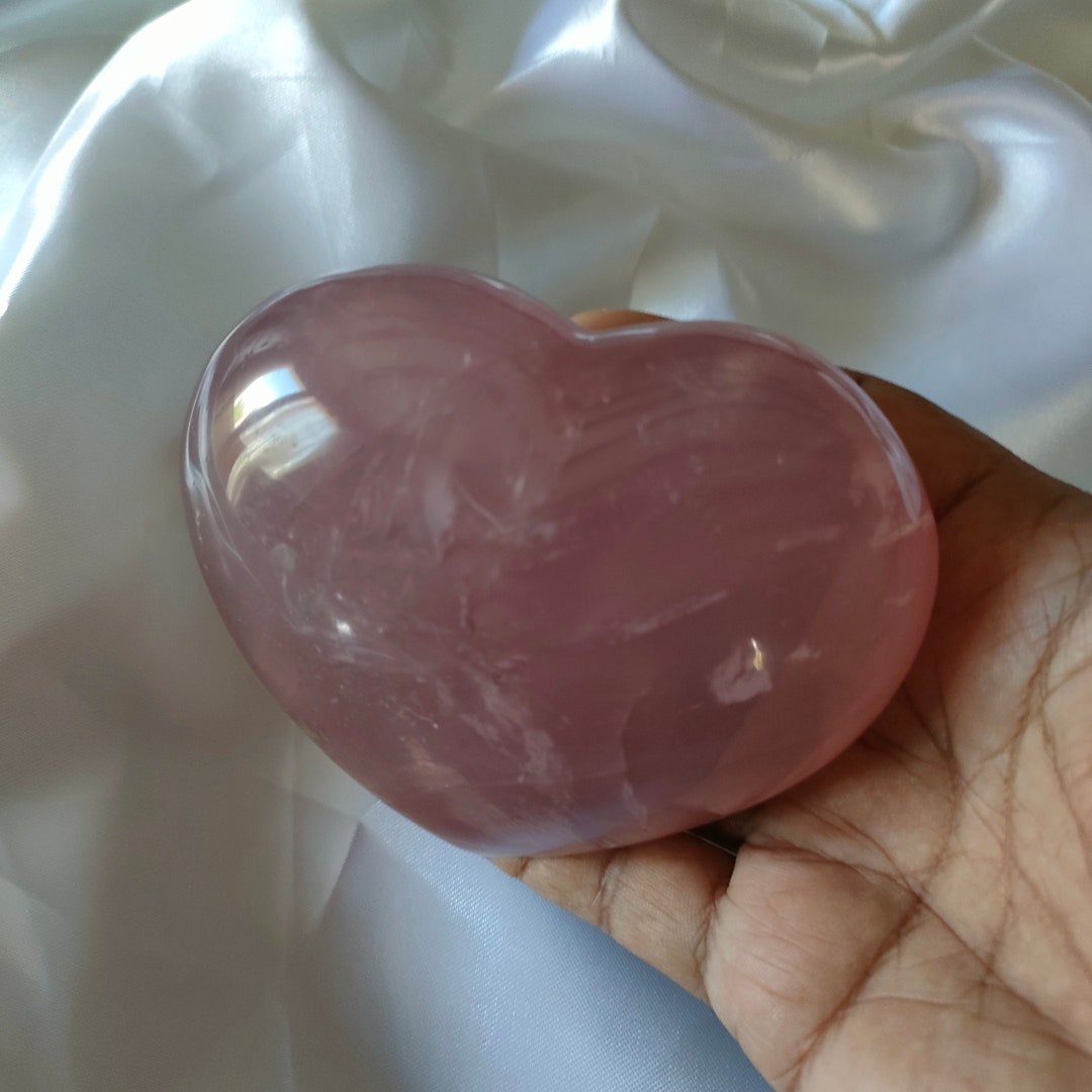 Rose Quartz 521.30gr Transparent Pink GM Heart - Etsy
