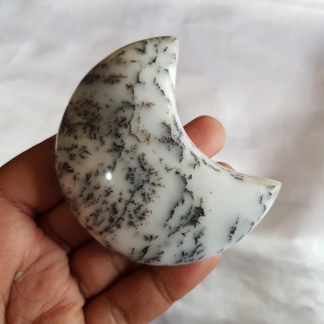 Merlinite -88gr- White and Black-half Moon - Etsy