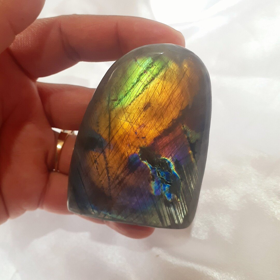 Spectrolite 173gr Green Yellow and Purplish Orange Mini Free Form-stk11 ...