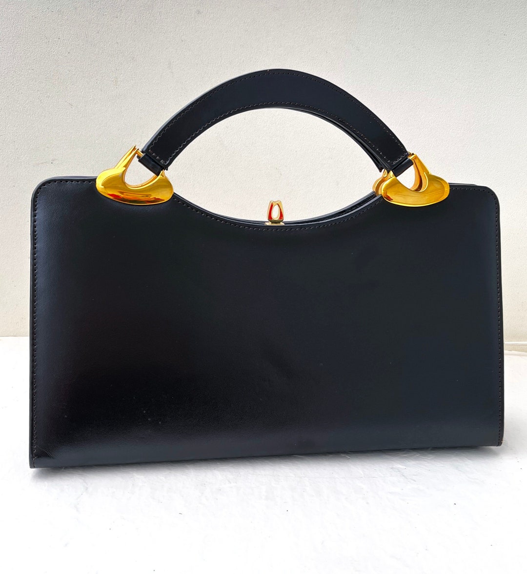 Classic Mid-century Handbag Brown Leather Made in England for Jacobson ...