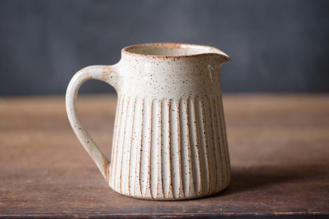 Handmade Natural Pottery Pitcher With Handle 18 Oz Artisan Maple Syrup ...