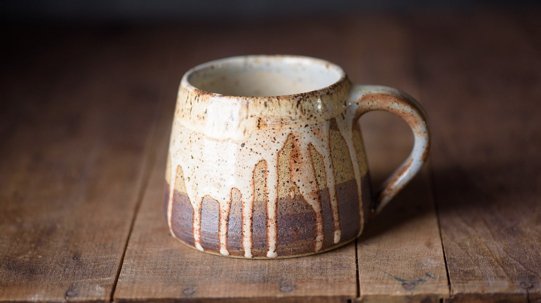 Handmade Pottery Mug With Handle Earthy Speckled White and - Etsy