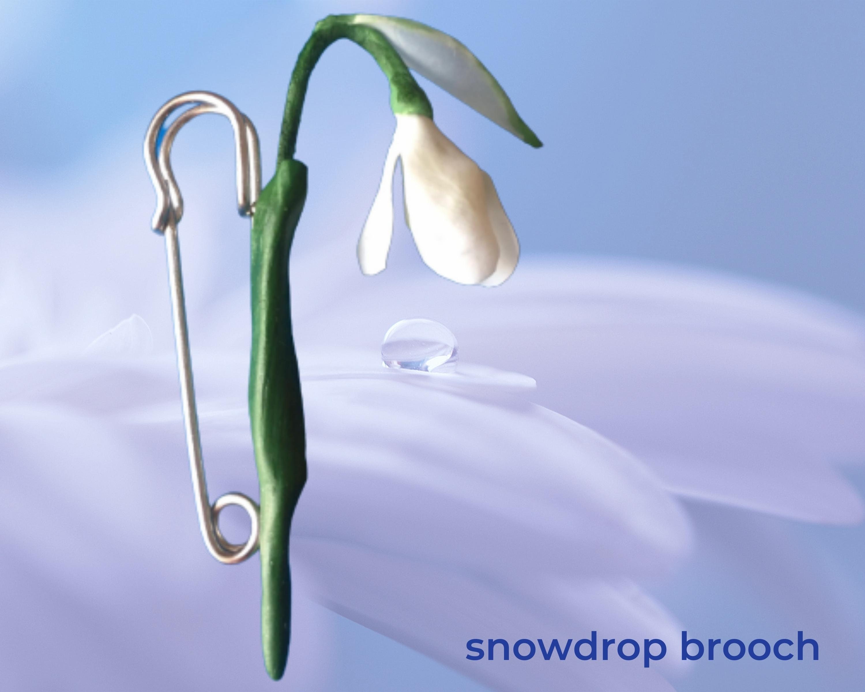 Snowdrop Brooch, Snowdrop Flower, Mother Day Gift, White Floral Brooch ...