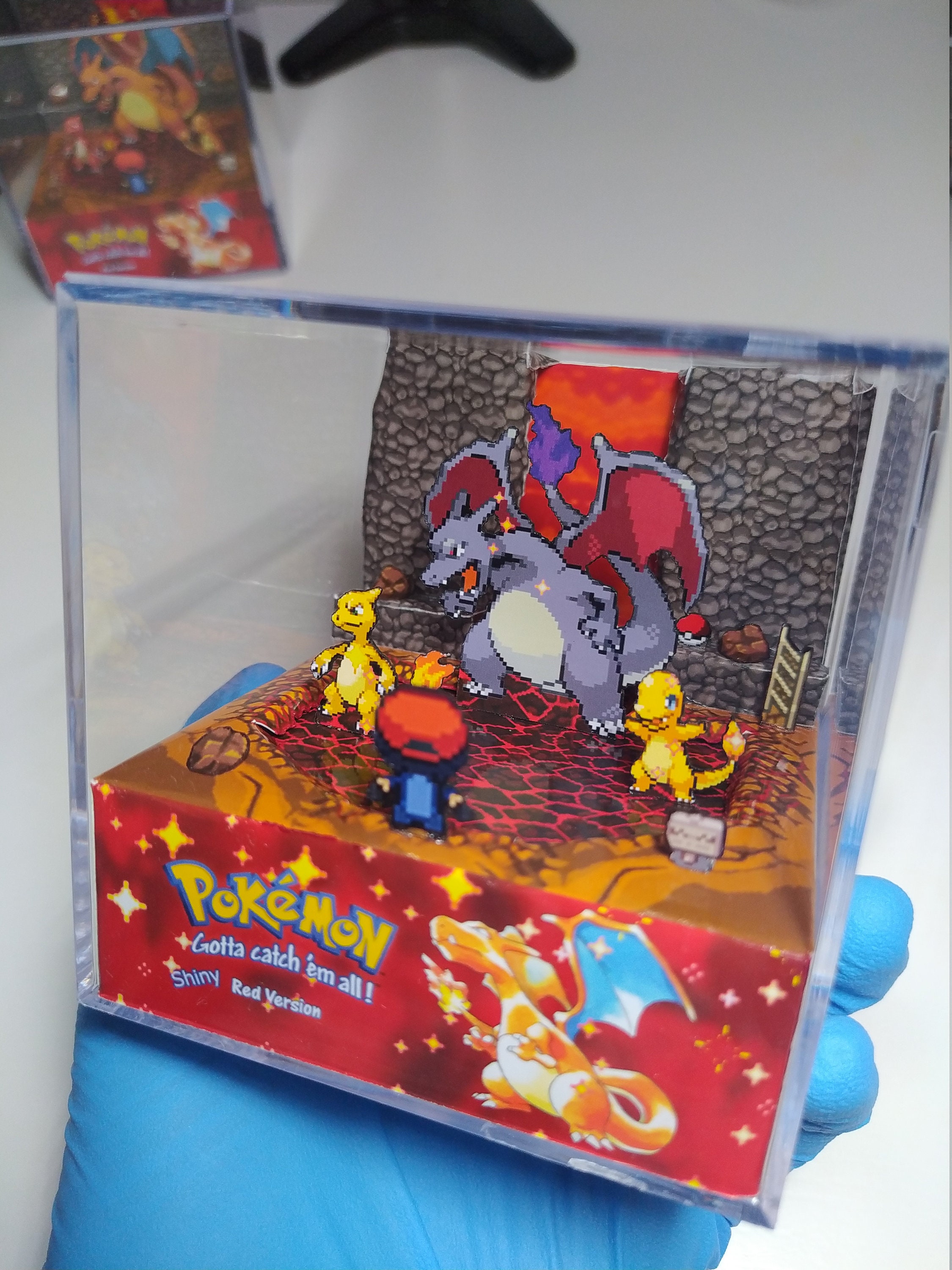 Pokemon diorama cube Shiny Pokémon Red Diorama Charizard | Etsy