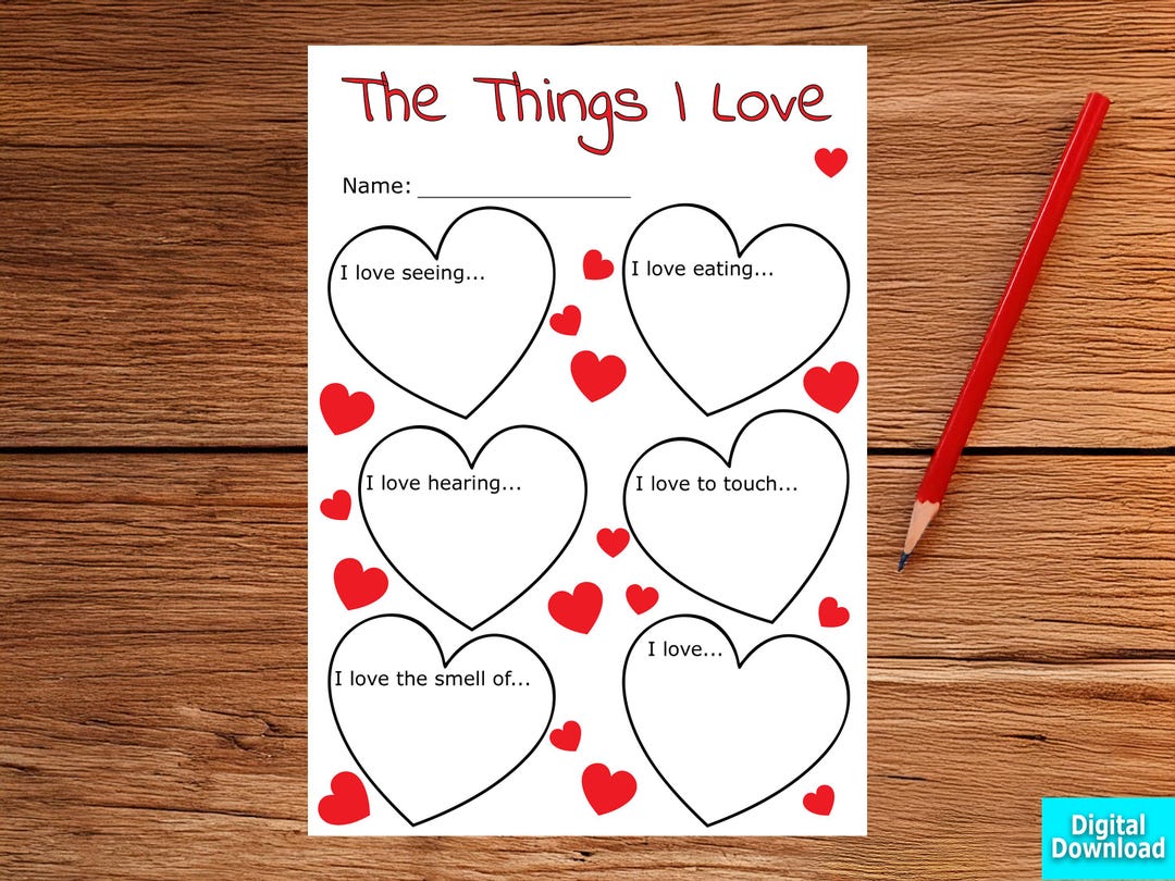 Things I Love Writing Activity - Valentine’s Day Printable - Journal ...