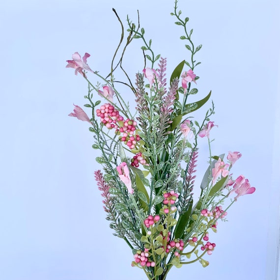 Pink Flower and Berry Spray Pink Lavender Spray - Etsy