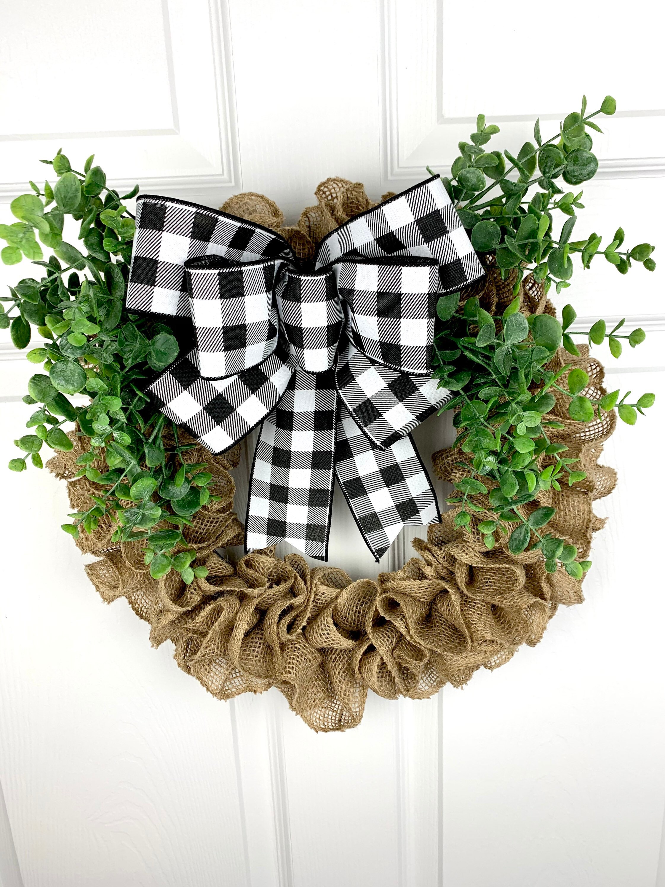 Burlap Buffalo Check Wreath Rustic Decor Farmhouse Wreath | Etsy