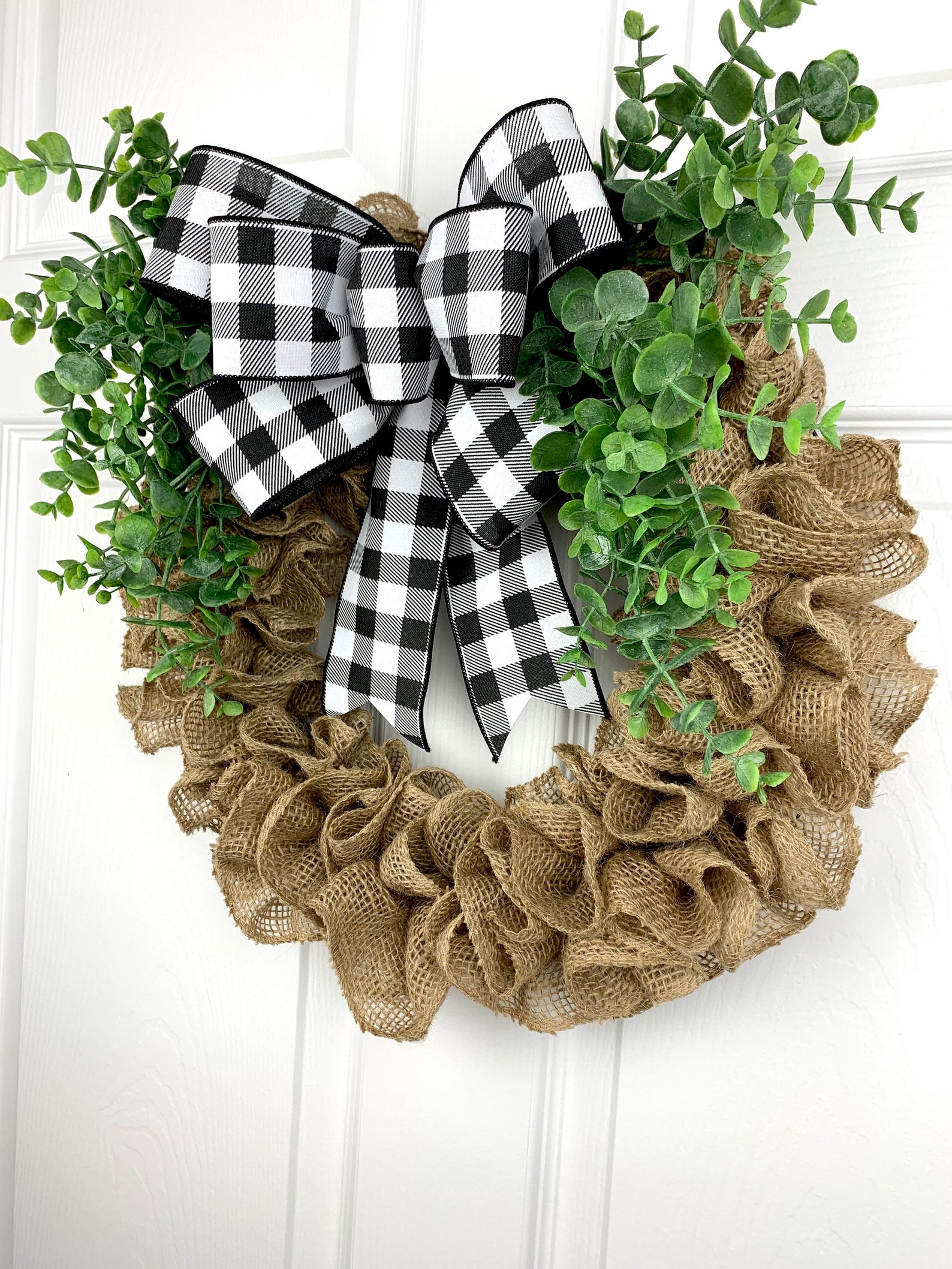 Burlap Buffalo Check Wreath Rustic Decor Farmhouse Wreath | Etsy