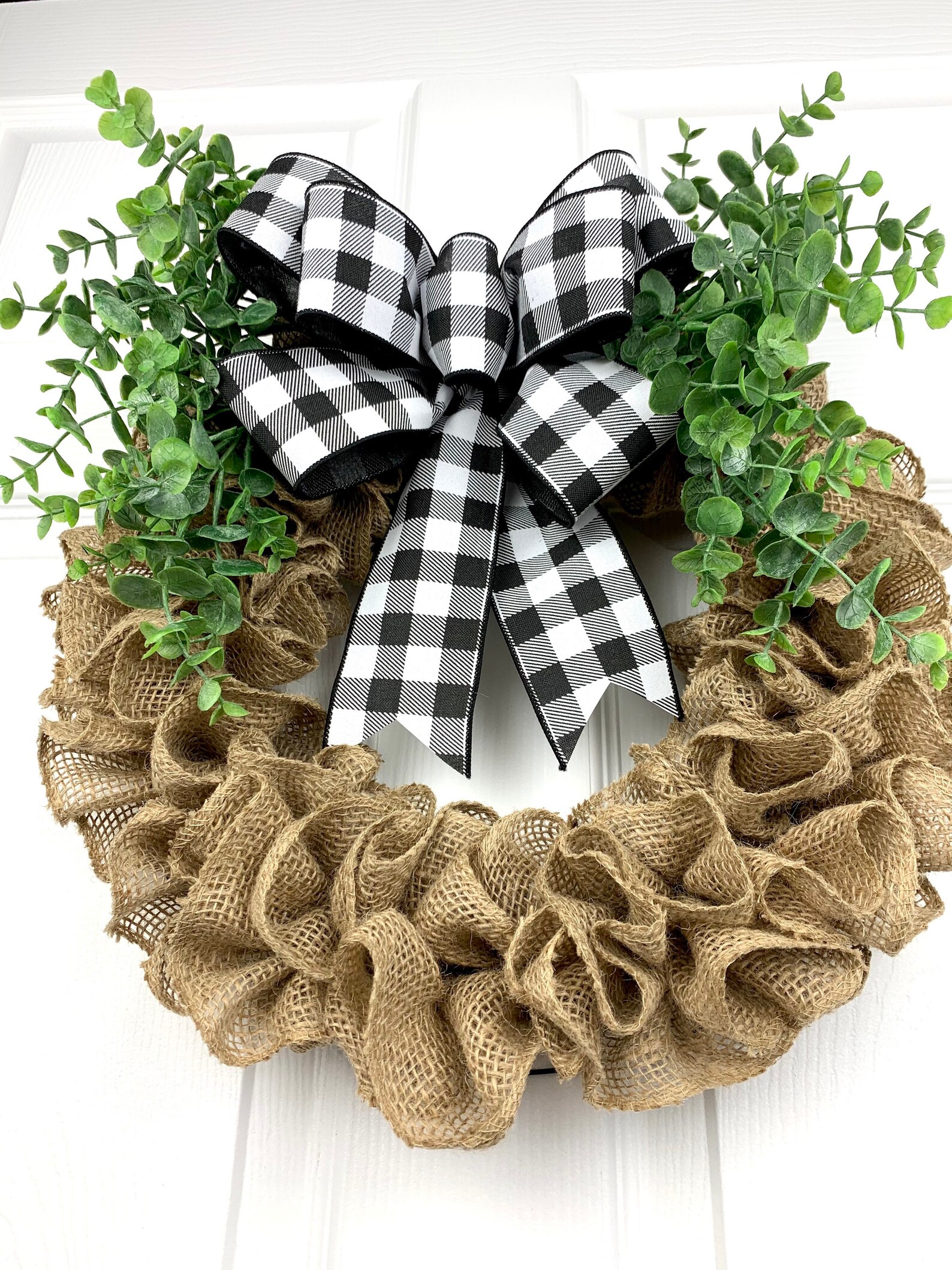 Burlap Buffalo Check Wreath Rustic Decor Farmhouse Wreath | Etsy