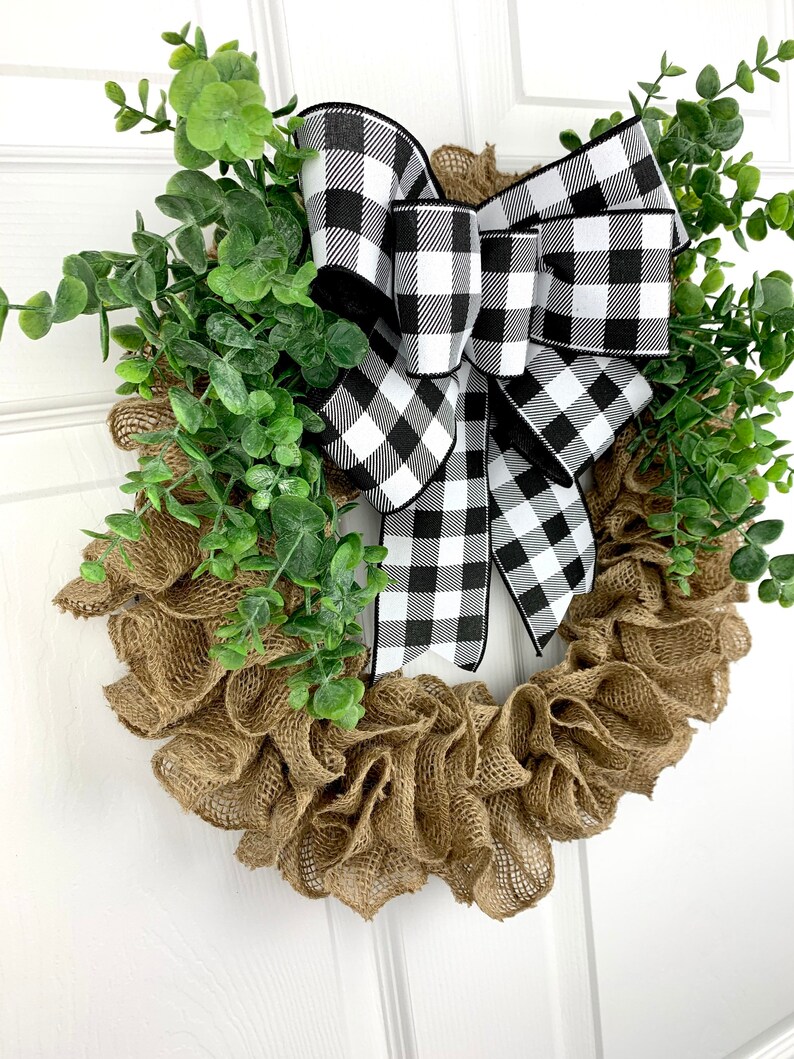 Burlap Buffalo Check Wreath Rustic Decor Farmhouse Wreath - Etsy