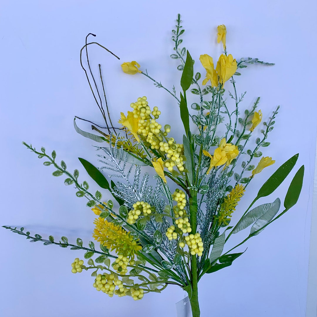 Yellow Flower and Berry Spray: Floral Arrangement Filler (23") - Etsy