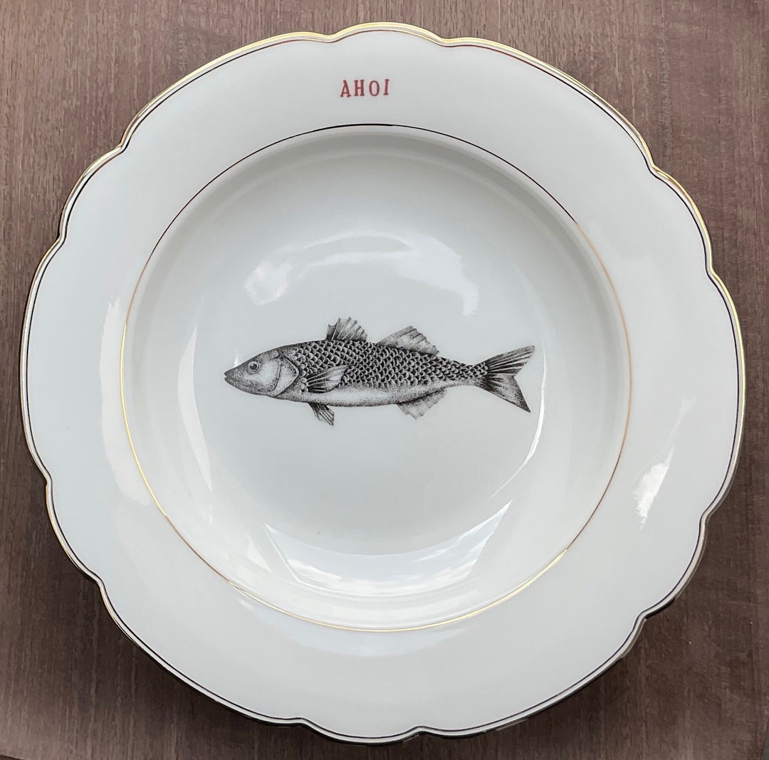 Fish AHOY Vintage Soup Plate Porcelain - Etsy