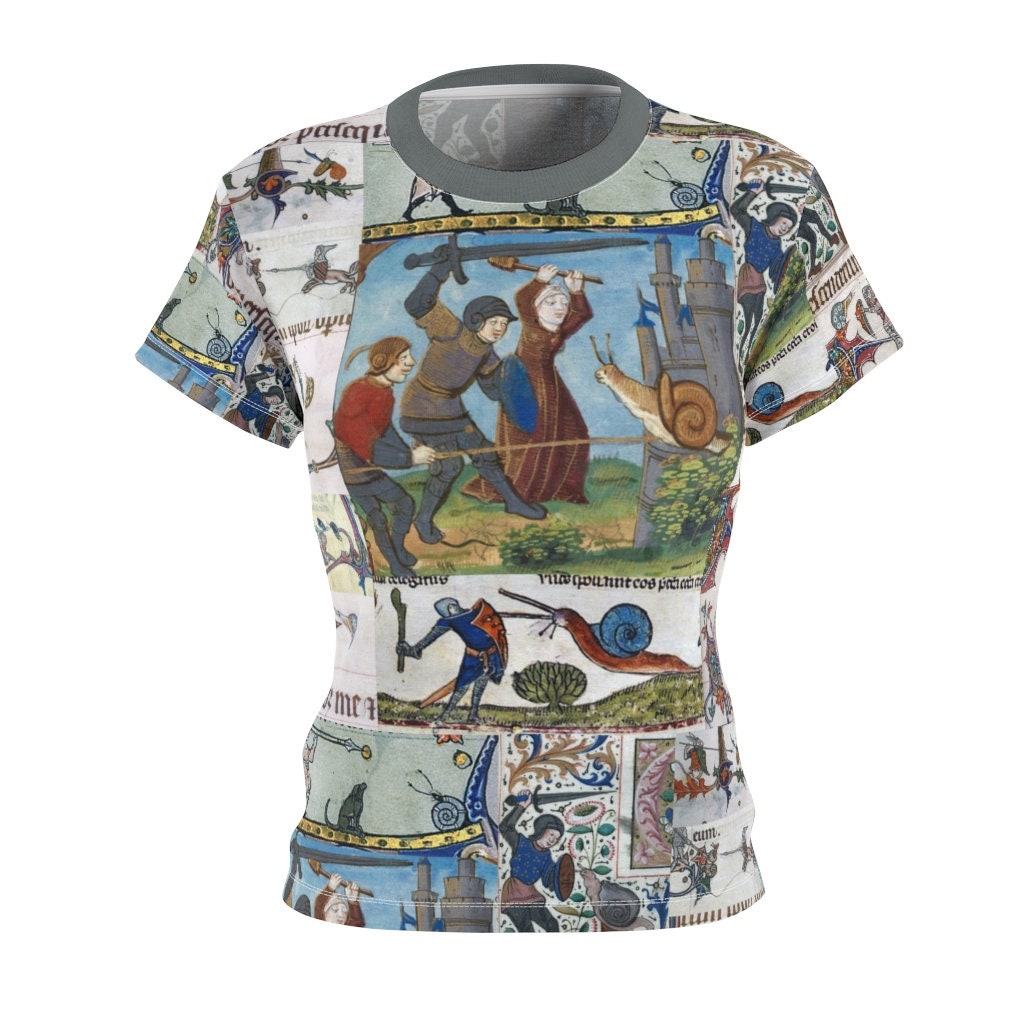 Medieval Knights Fighting Snails Women's AOP Tee - Etsy