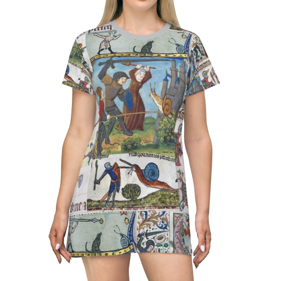 Medieval Knights Fighting Snails All Over Print T-shirt Dress - Etsy