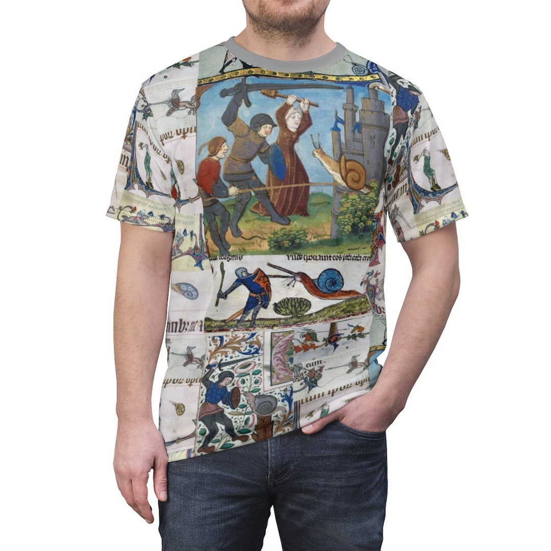 Medieval Knights Fighting Snails AOP Tee - Etsy