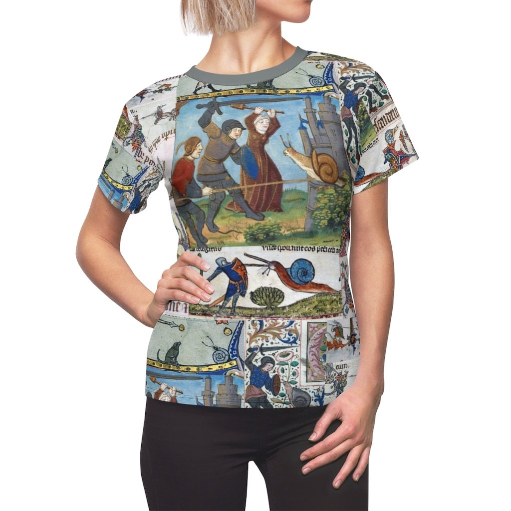 Medieval Knights Fighting Snails Women's AOP Tee - Etsy