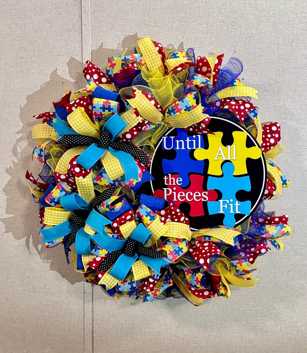 Until All the Pieces Fit Wreath, Autism Awareness Wreath, Autism ...