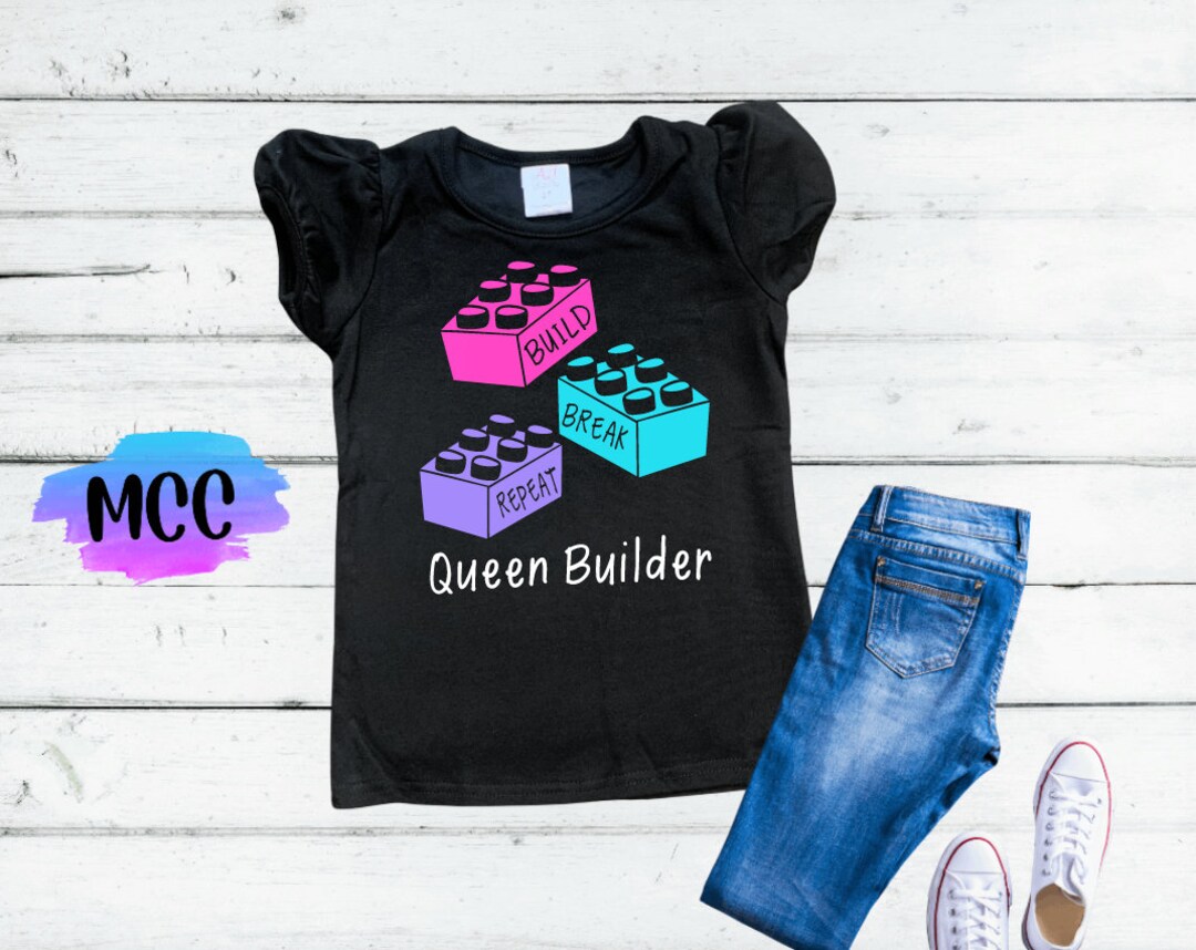 Queen Builder T Shirt, Girly Building Block Shirt, Personalized ...