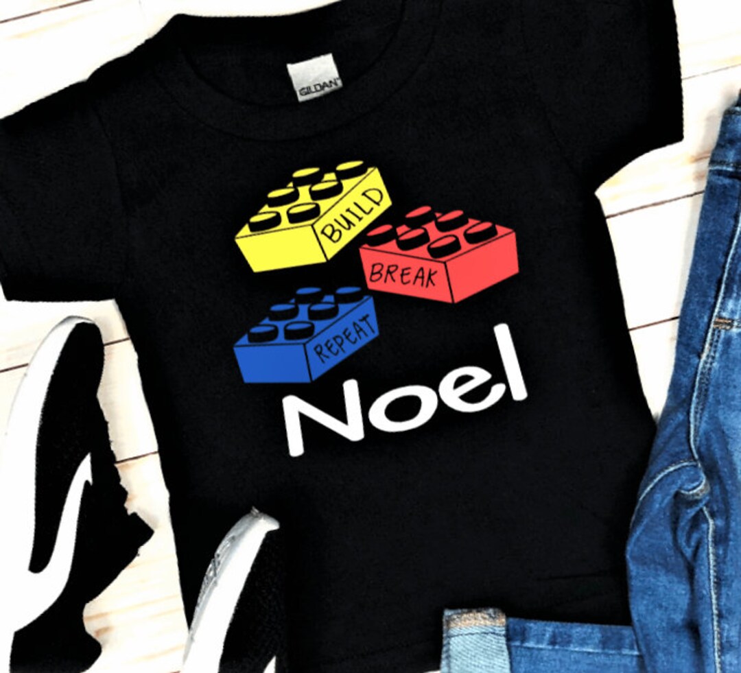 Building Block Shirt, Personalized Building, Break, Repeat Shirt ...