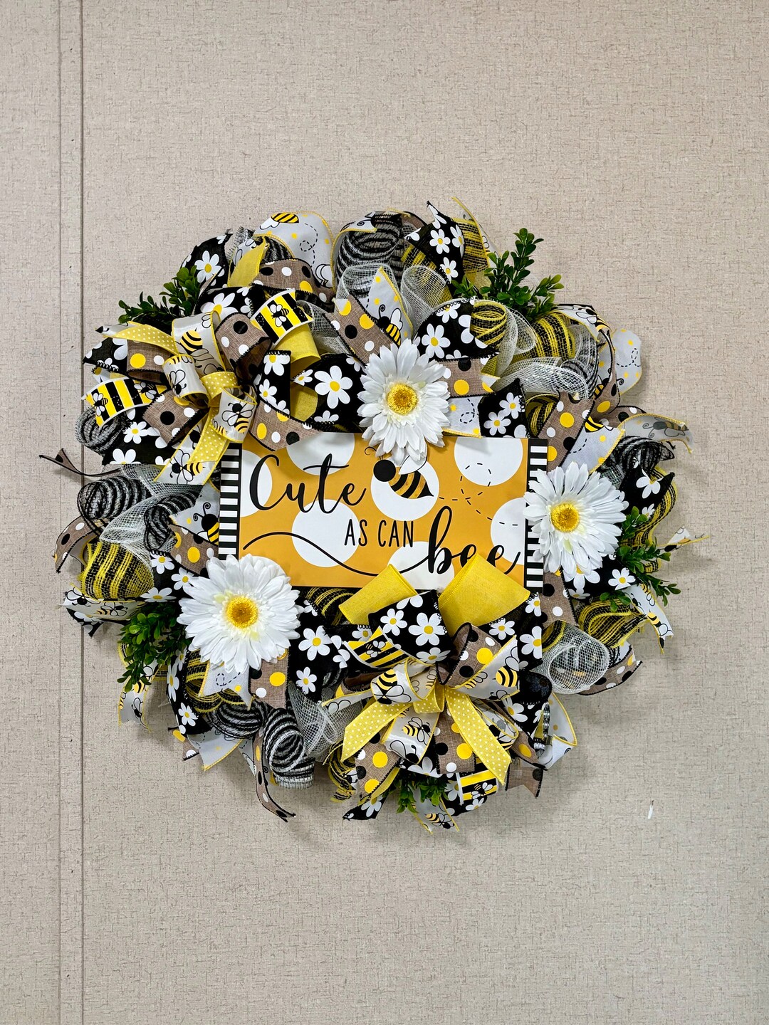 Bee Wreath, CUTE as CAN BEE Wreath, Spring Bee Wreath, Bumble Bee Door ...