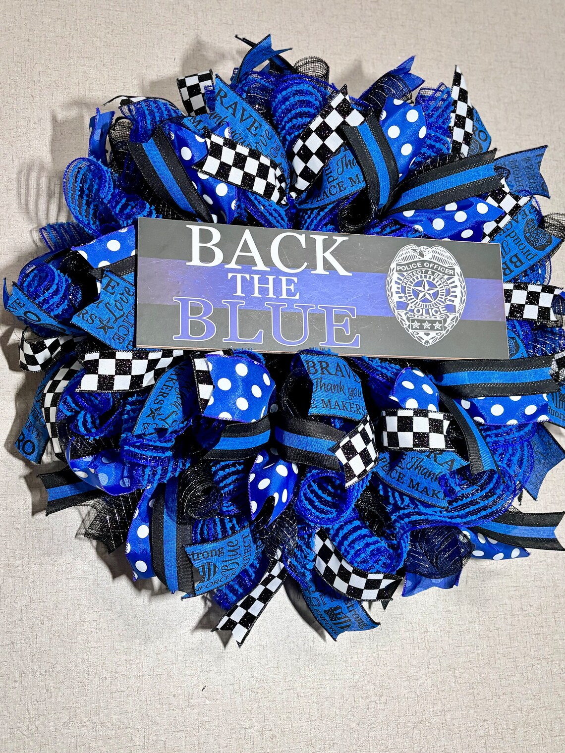 Police Officer Gift, Back the Blue Wreath, Law Enforcement Front Door ...