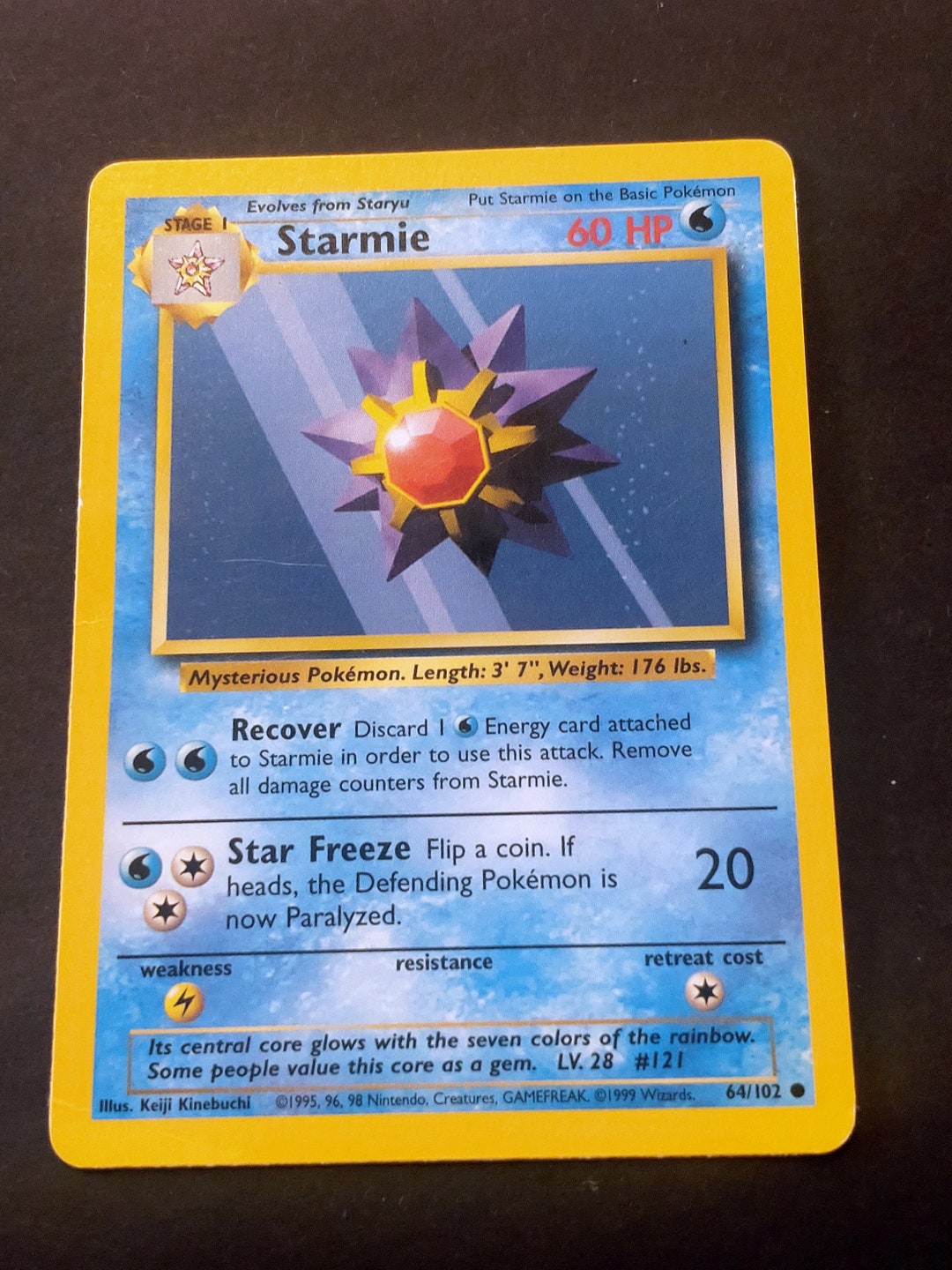 Vintage Original Pokémon Base Set 1999 Starmie Trading Card! - Etsy