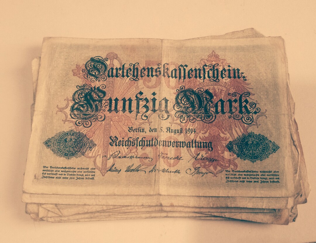 Vintage German Fifty Mark Banknote Dated 1914, Over One Hundred Years ...