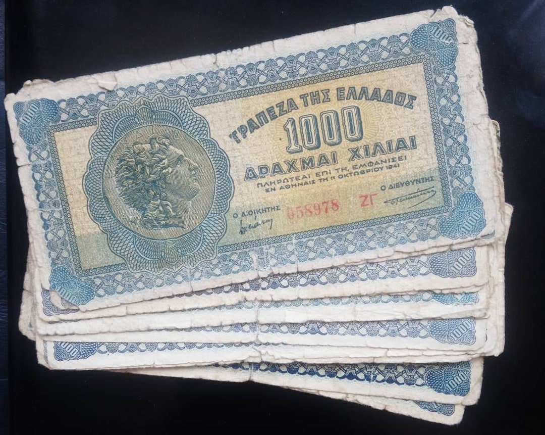 Antique Kingdom of Greece Banknote 1000 Drachma! - Etsy