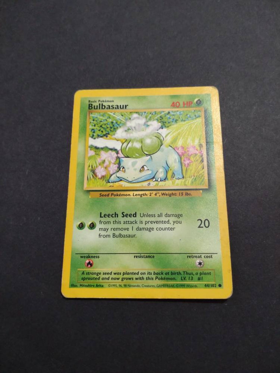 Vintage Original Pokémon Base Set 1999 Bulbasaur Trading Card - Etsy