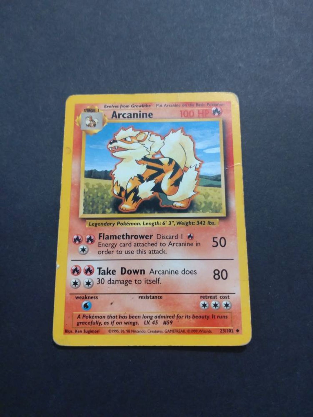 Vintage Original Pokémon Base Set 1999 Arcanine Trading Card! - Etsy
