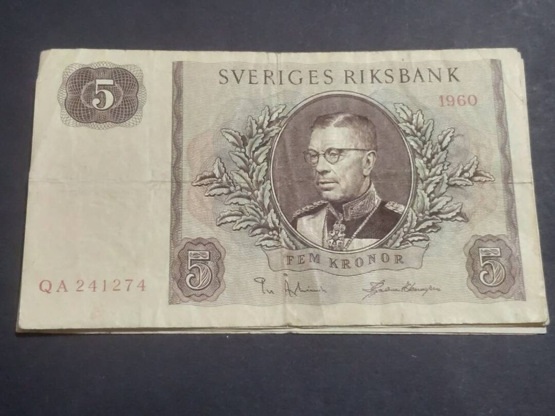 Vintage Sweden Five Kronor Banknote 1960-1963 - Etsy
