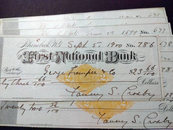Wonderful Antique Bankers Cheque Rhinebeck New York Dated | Etsy