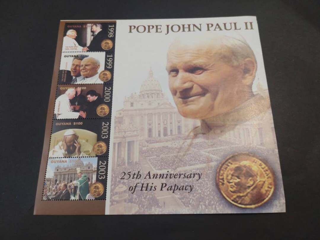 Vintage Unused Stamp Sheet, Pope John Paul II Issued in Guyana, 25th ...
