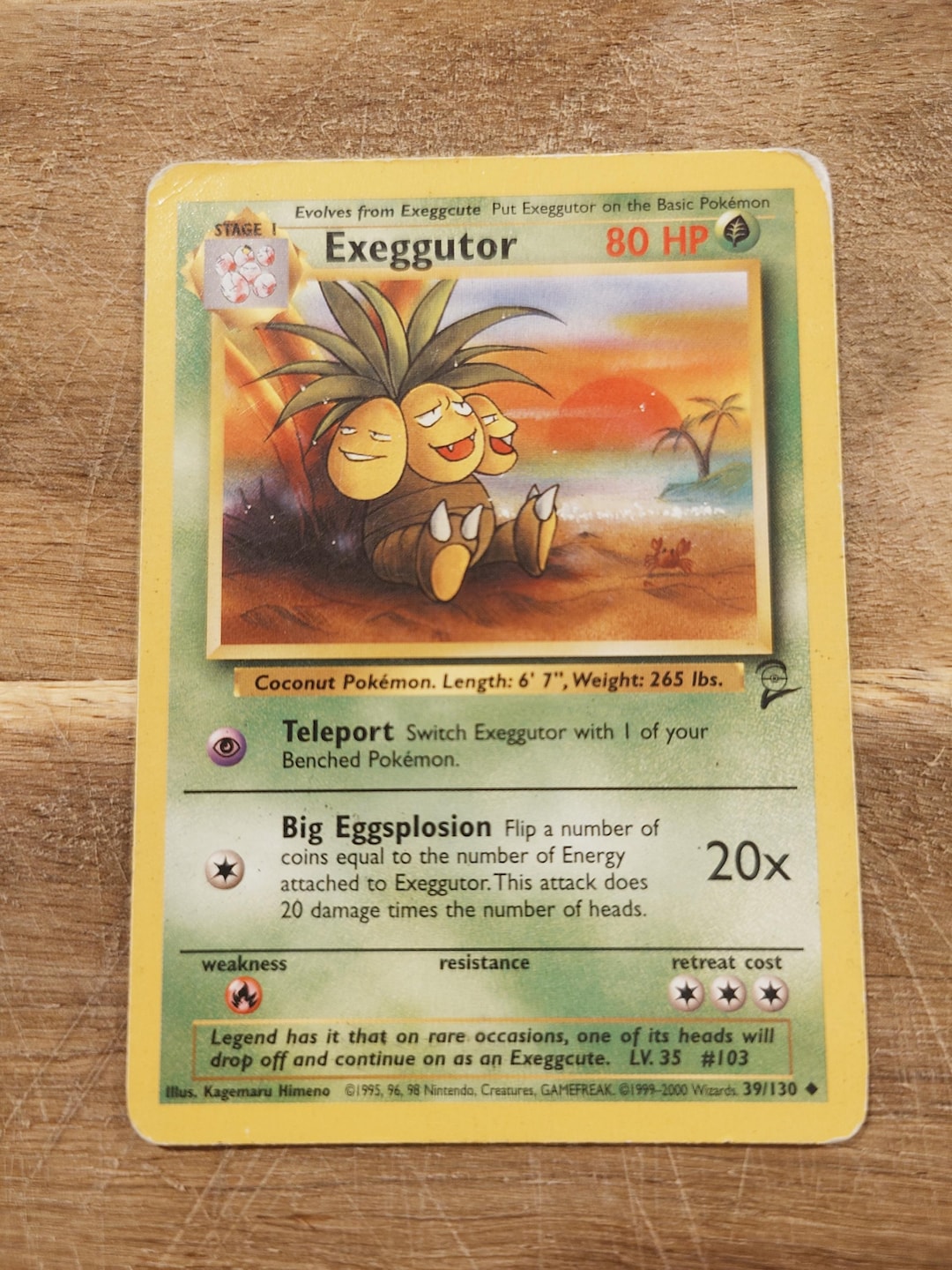 Vintage Original Pokémon Base Set 1999 Exeggutor Trading Card Second ...
