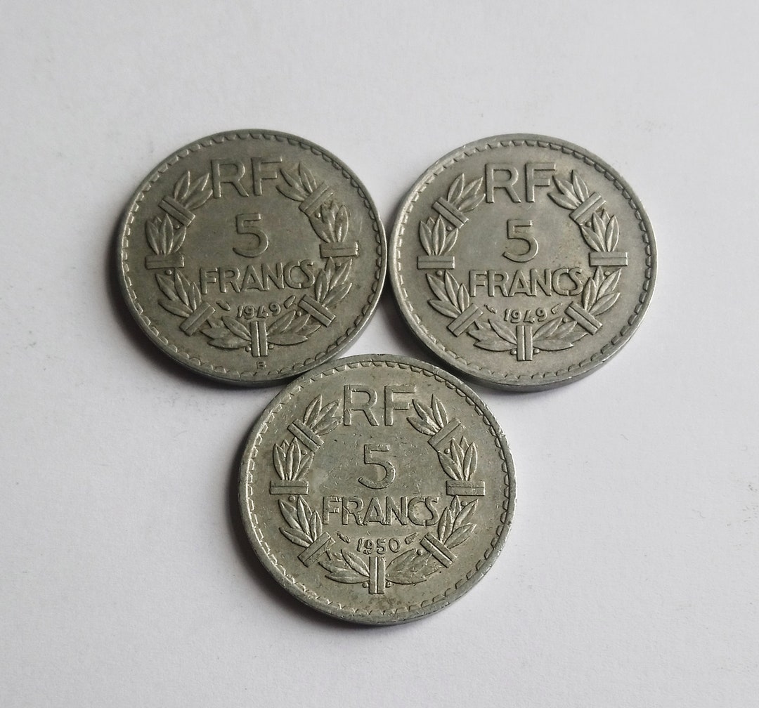 Fantastic Vintage Five Franc Coins From the French Republic, France ...