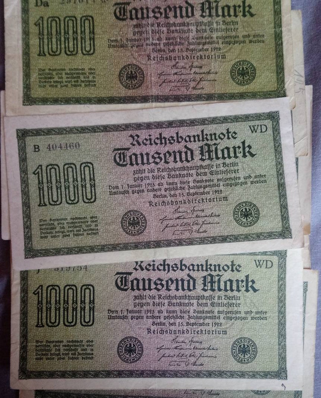 Vintage German One Thousand Mark Banknote From 1922! Almost One Hundred ...