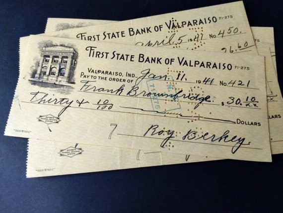 Wonderful Antique Bankers Cheque First State Bank of | Etsy