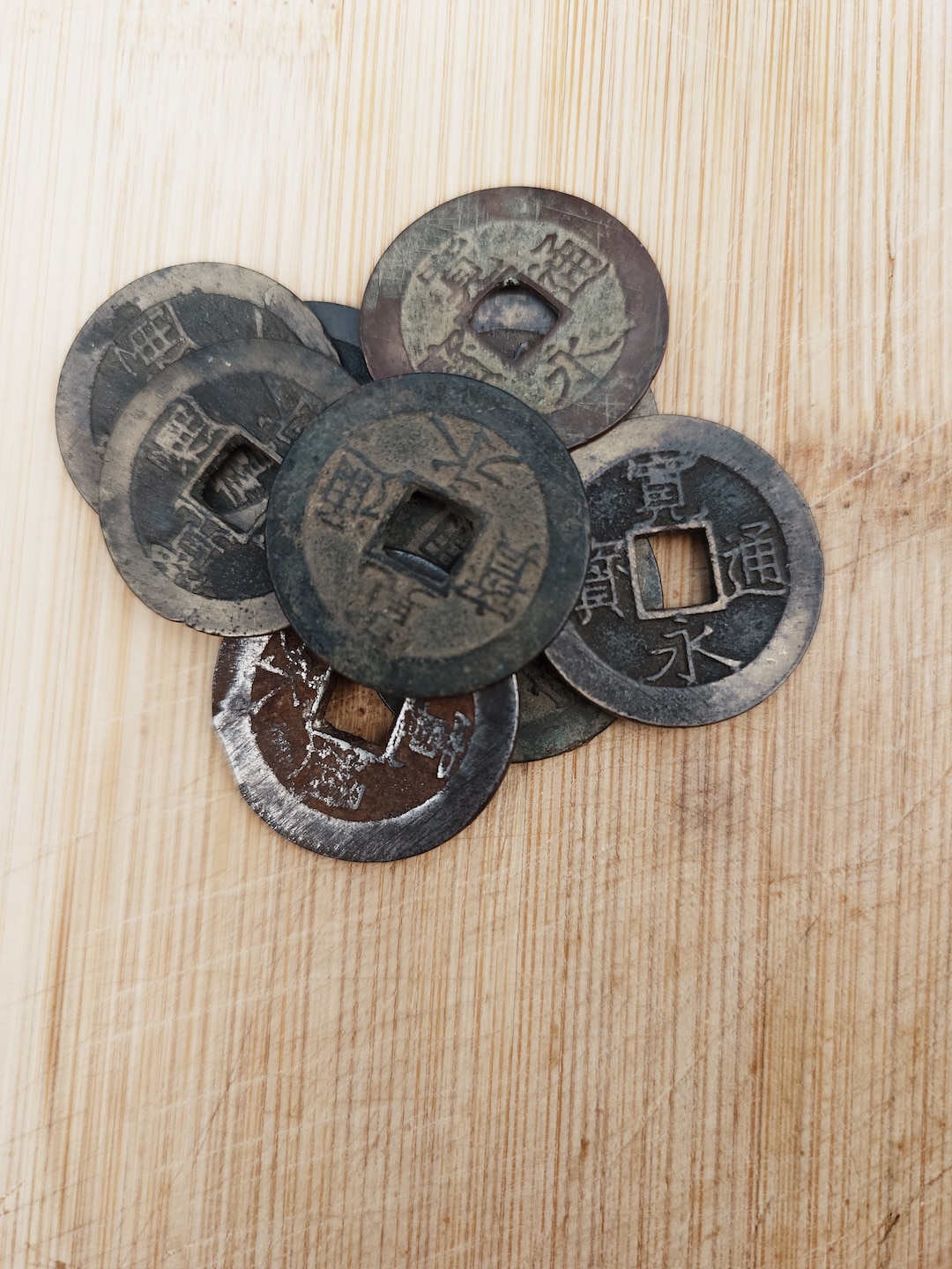 Stunning Antique Ancient Japan Kan'ei Tsūhō One Mon Coin 'wave' Type ...