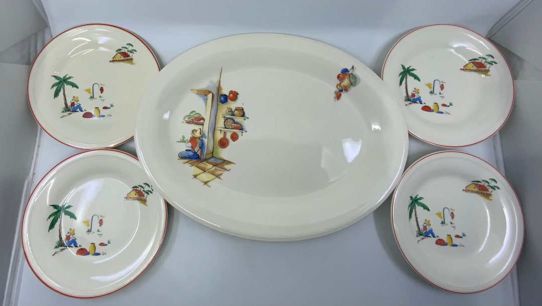 Edwin M Knowles- China Company- Set of FIVE- Snack Set- Dessert- Plate ...