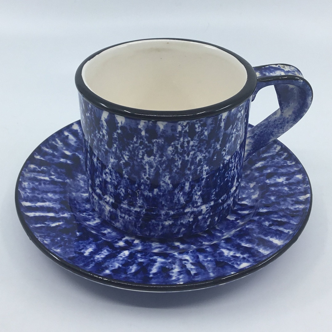 Schmid Design Folio- Teacup- Cup- Saucer- Blue- Speckled- Graniteware ...