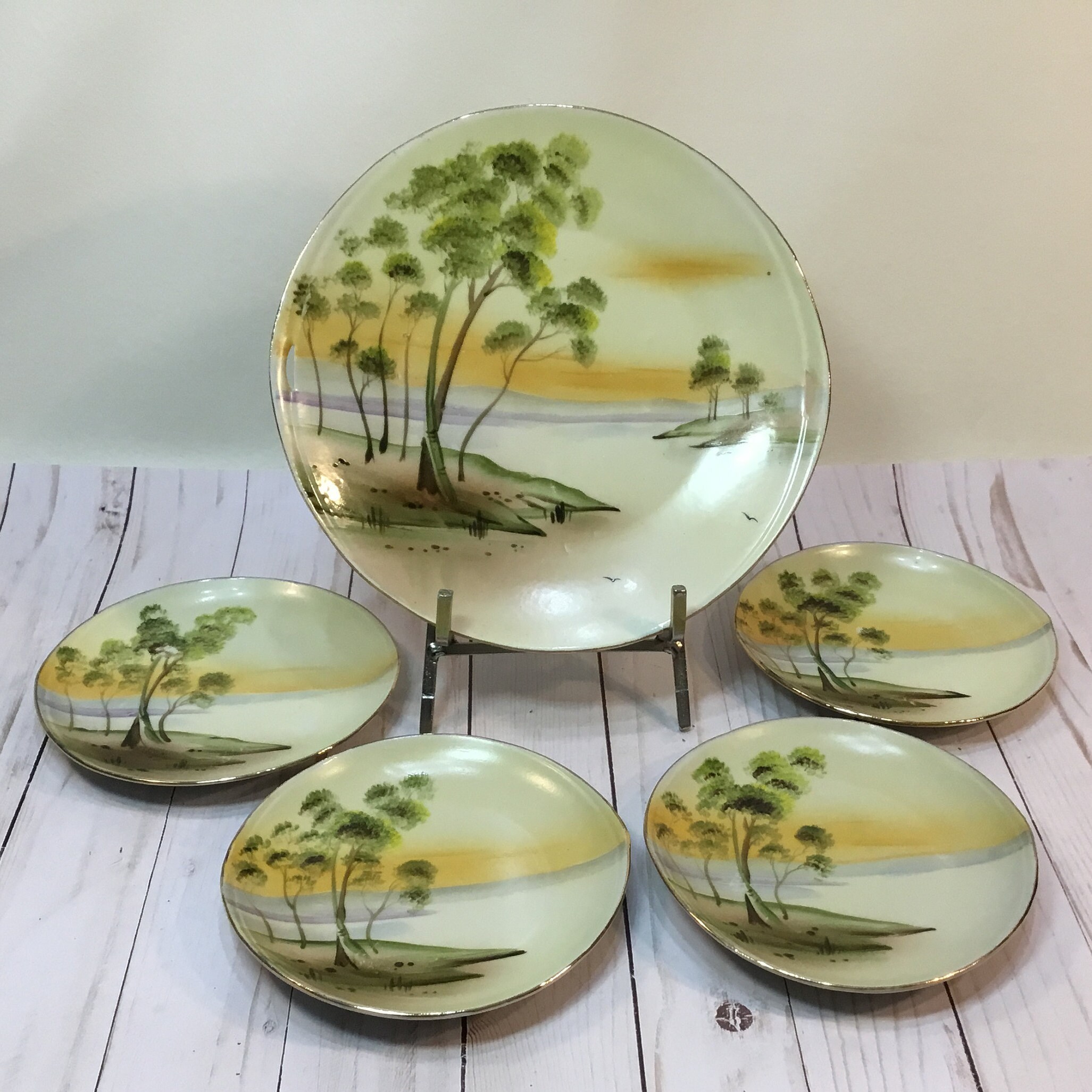 Hand Painted Snack Set Cabinet Plate Serving Plate | Etsy