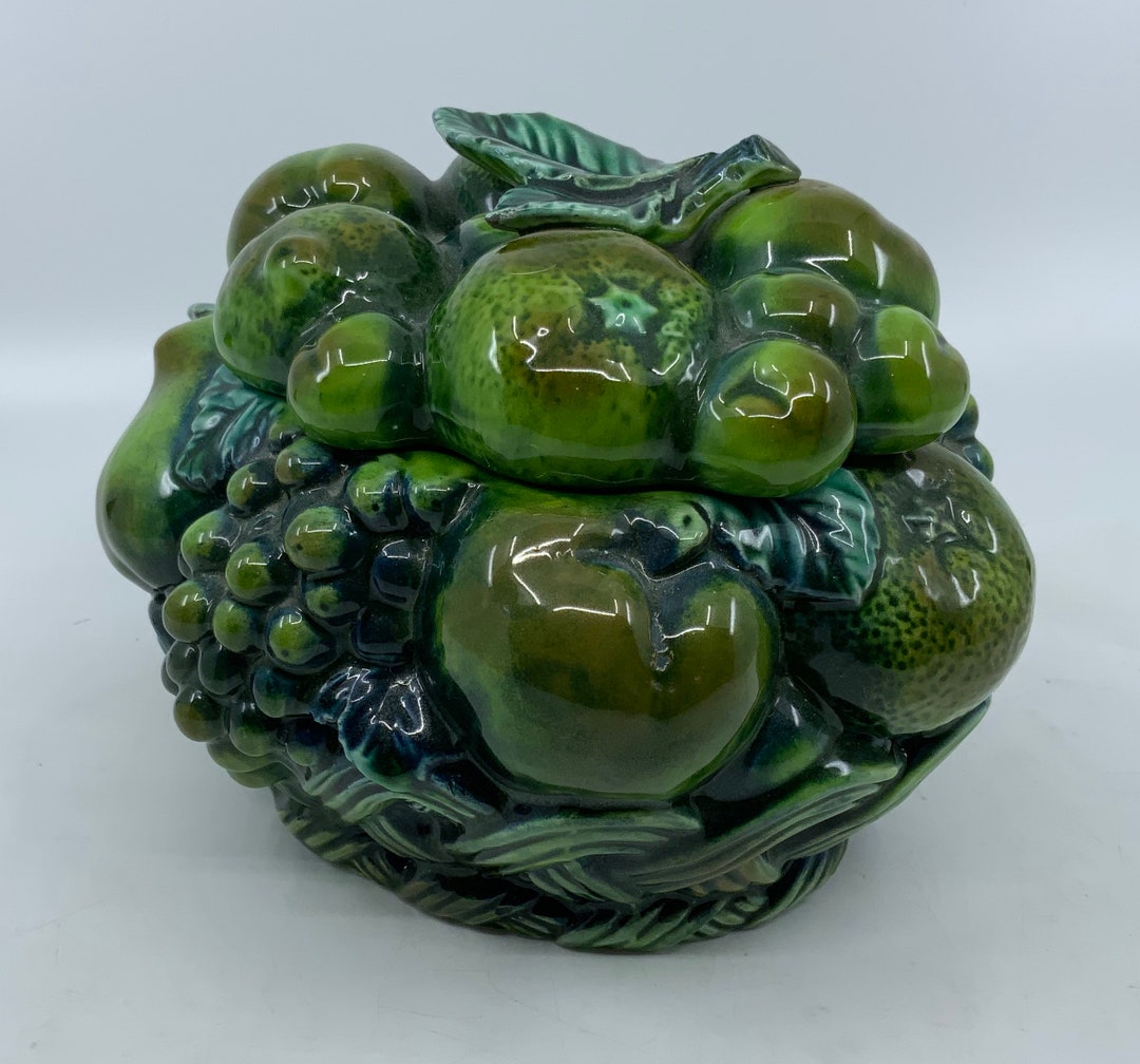 Inarco- Green- Fruit Basket- Lidded- Dish- Candy- Collectible- Japan - Etsy