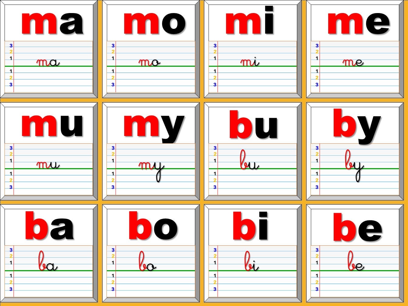 Tableau syllabique 1M/1M - Etsy France