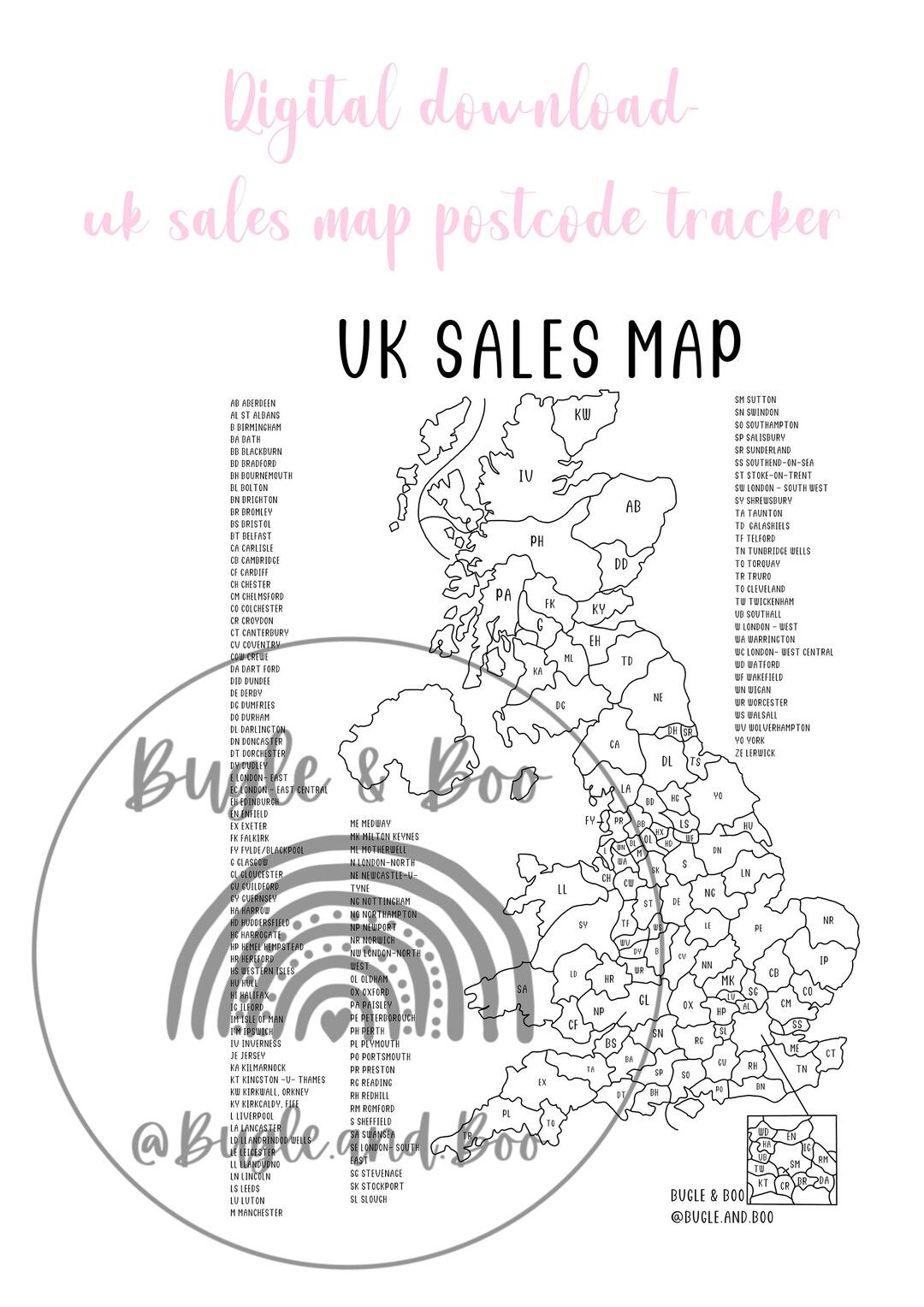 Uk Sales Map Tracker | Small Business Stationary | Printable Digital ...