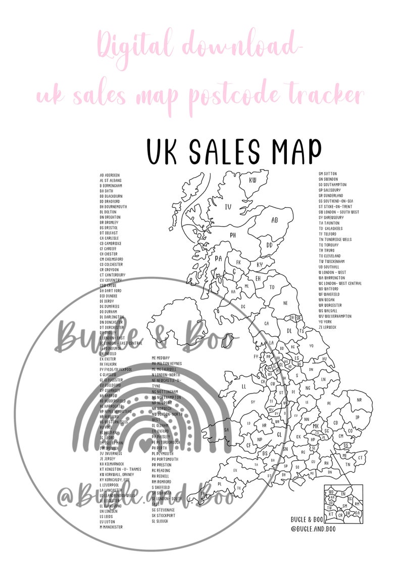 Uk Sales Map Tracker | Small Business Stationary | Printable Digital ...