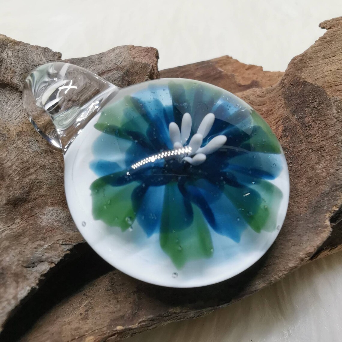Flower Blown Glass Pendant | Etsy